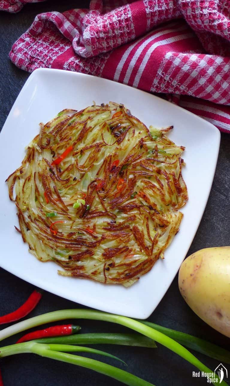 Spicy Chinese potato pancake (干煸洋芋丝) - Red House Spice