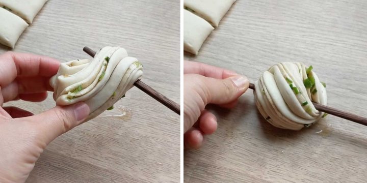 Chinese flower rolls with scallions (Hua Juan, 花卷) - Red House Spice