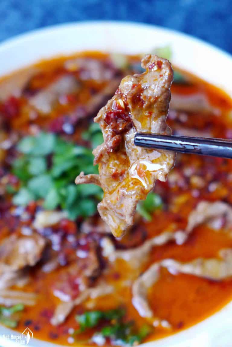 Sichuan boiled beef (Shui Zhu Niu Rou, 水煮牛肉) - Red House Spice