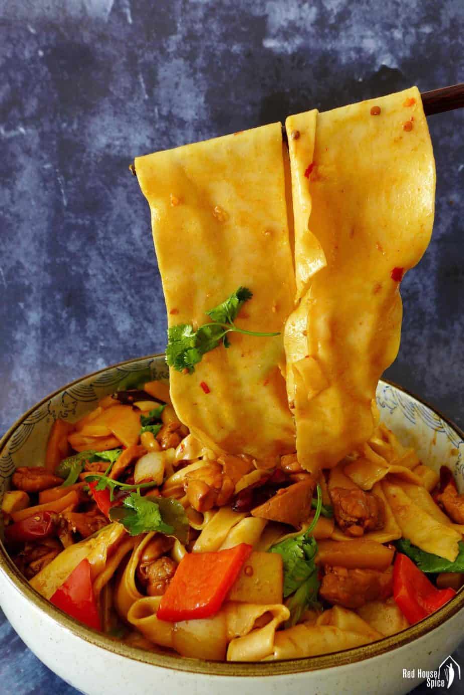 Big Plate Chicken with Belt Noodles (Da Pan Ji/大盘鸡) - Red House Spice