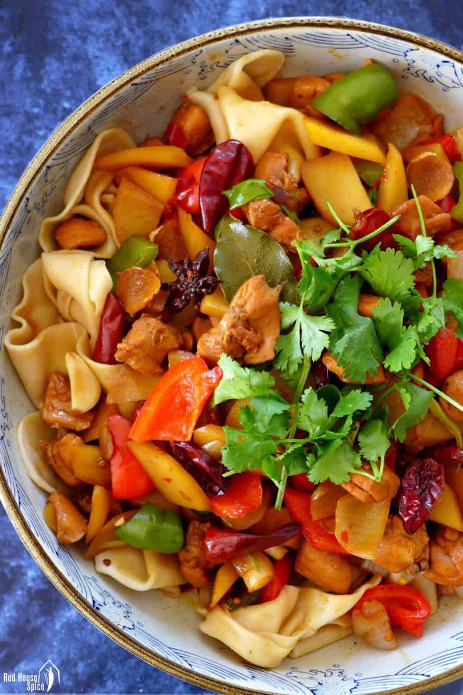 Big Plate Chicken with Belt Noodles (Da Pan Ji/大盘鸡) - Red House Spice