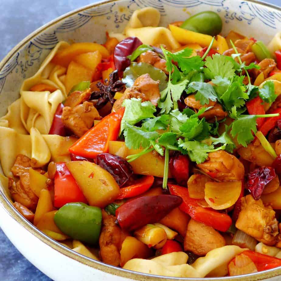Big Plate Chicken with Belt Noodles (Da Pan Ji/大盘鸡) - Red House Spice