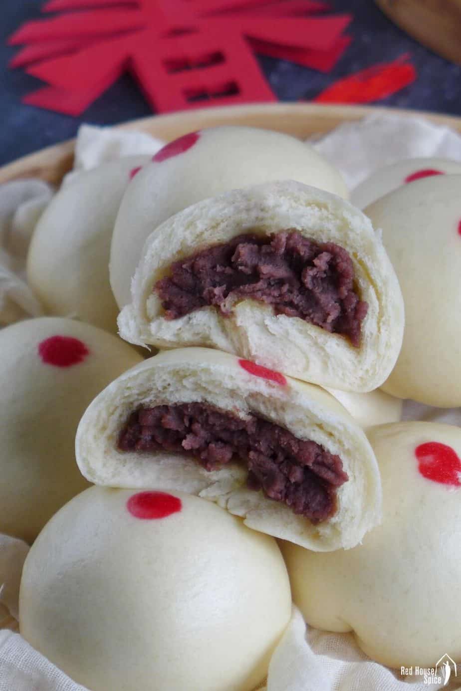 Red Bean Buns (Dou Sha Bao, 豆沙包) - Red House Spice