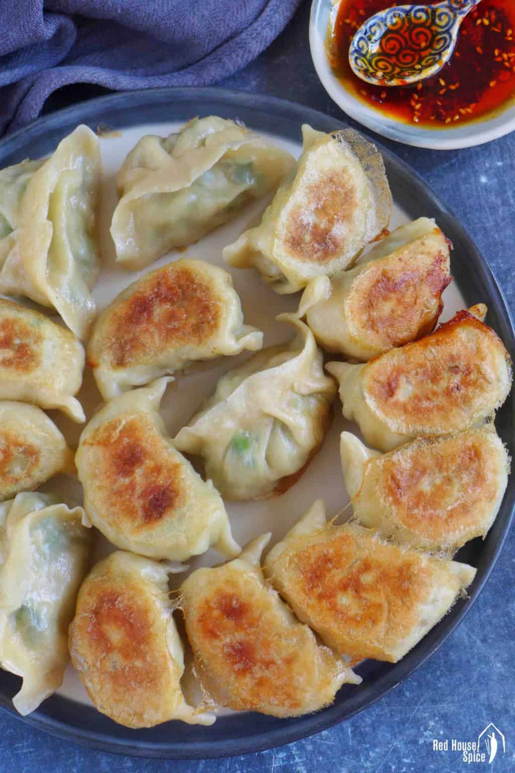 Pan-Fried Pork and Chive Dumplings - Red House Spice