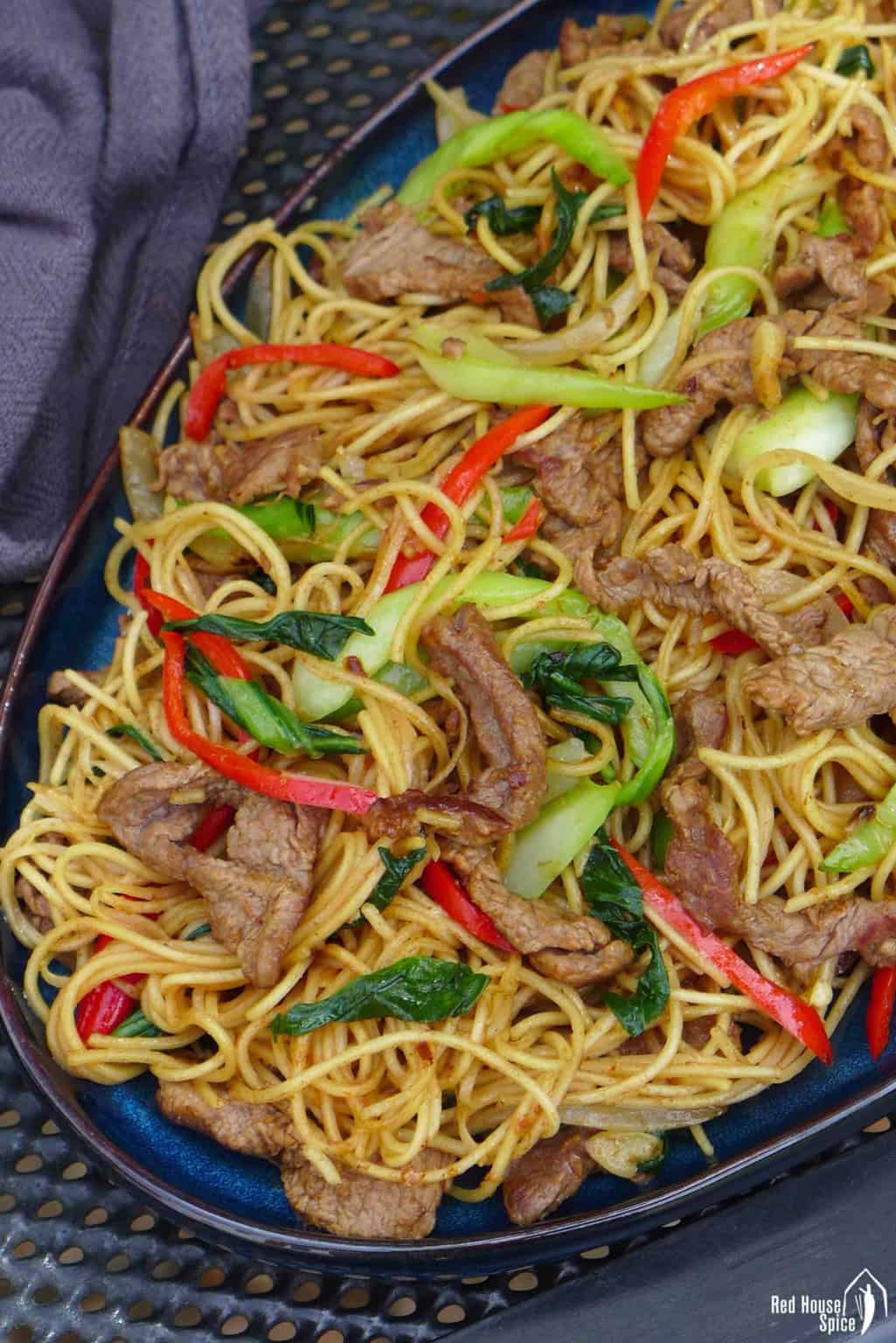 Beef Chow Mein with Sha Cha Sauce - Red House Spice