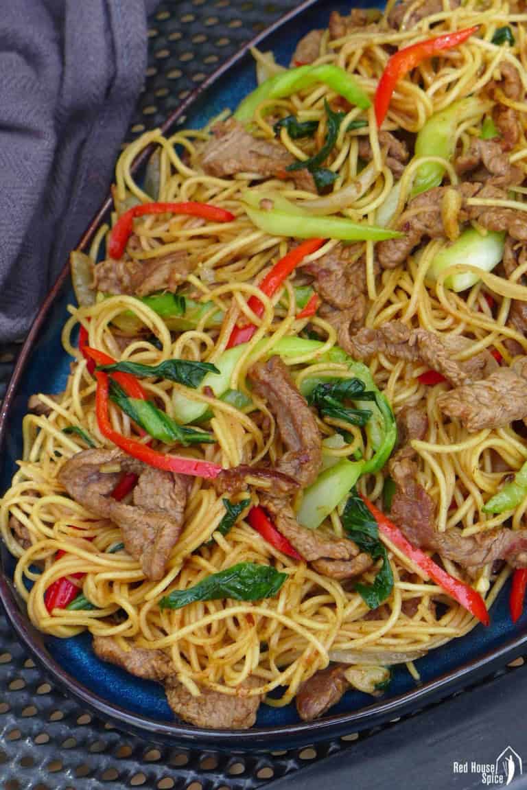 Beef Chow Mein with Sha Cha Sauce - Red House Spice