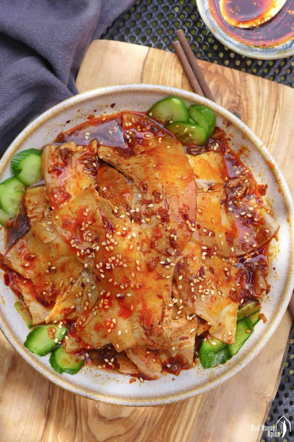 Sichuan Garlic Pork Slices (蒜泥白肉) - Red House Spice